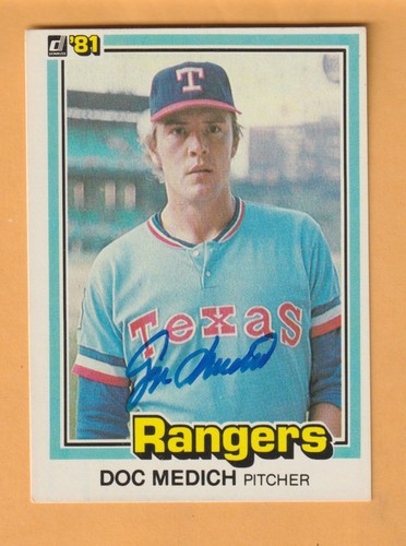 George Doc Medich Texas Rangers AUTO Signed 1981 Donruss Aliquippa ...