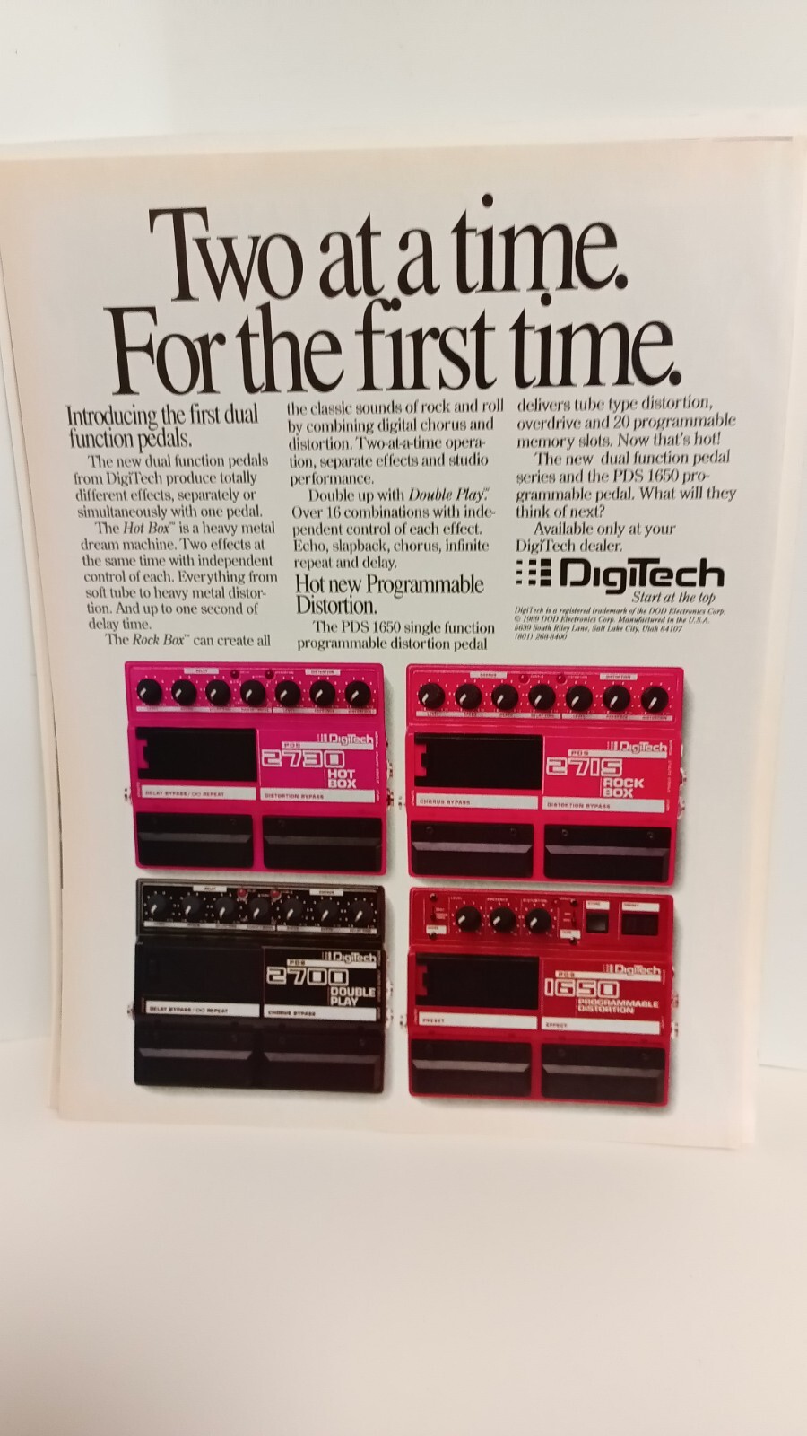 DIGITECH PDS GUITAR EFFECTS 1989 HOT BOX ROCK BOX 11X8.5 - PRINT AD. 2 ...