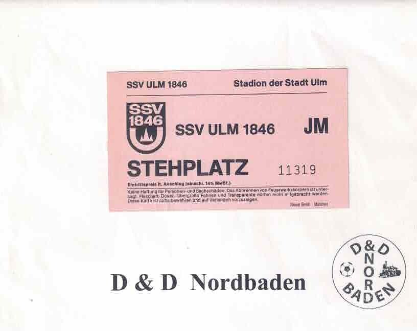 Ticket / Eintrittskarte 87/88 2. Liga SSV Ulm 1846 - 1. FC Saarbrücken ...