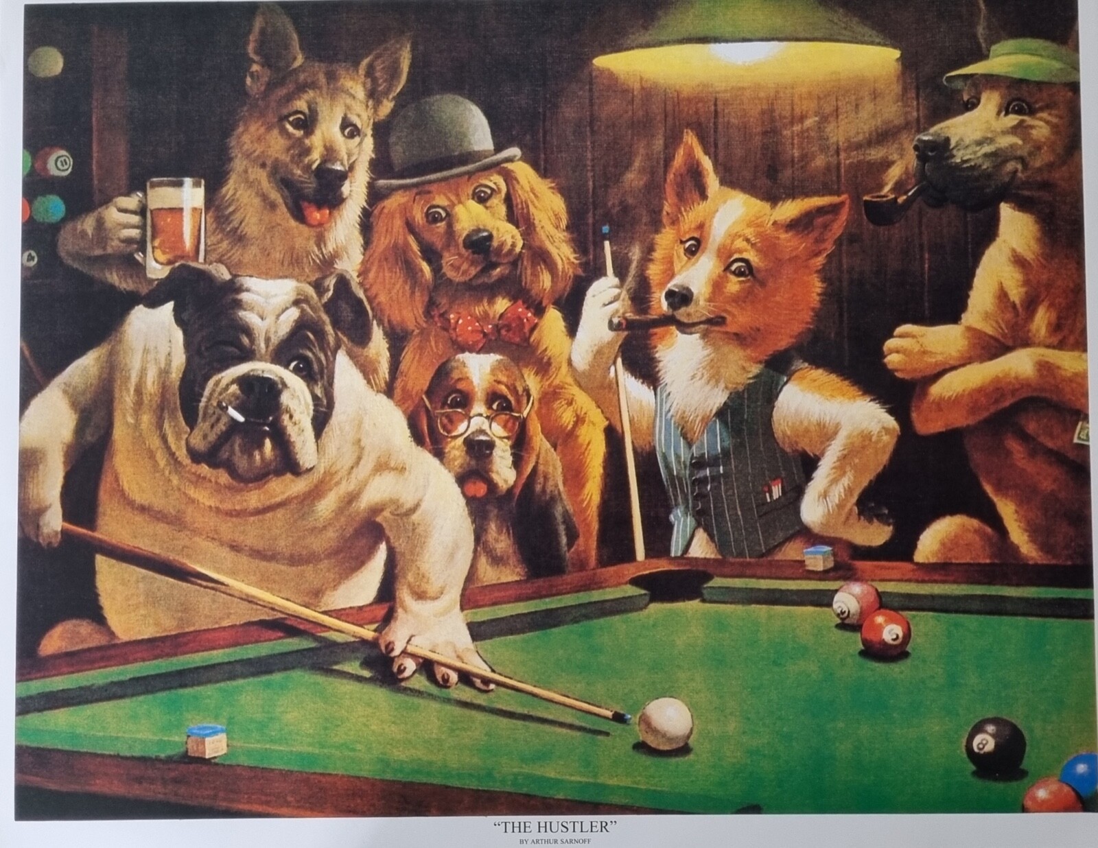 Set of 5 Dogs Playing Pool Prints Pub Prints - NEW | eBay