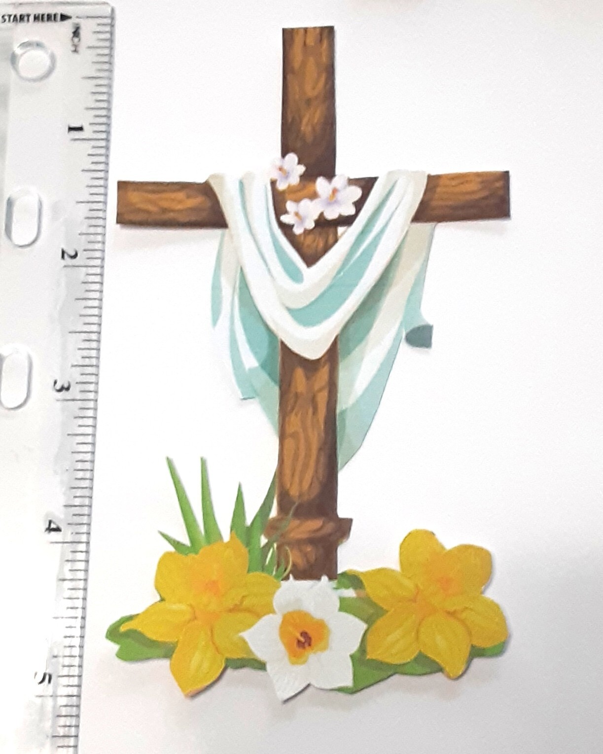 3D Easter White Draped Cross Daffodils Scrapbook Card Embellishment ...
