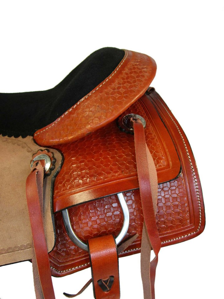 TEAM ROPING SADDLE WESTERN RANCH ROPER HORSE TRAIL LEATHER RODEO ...