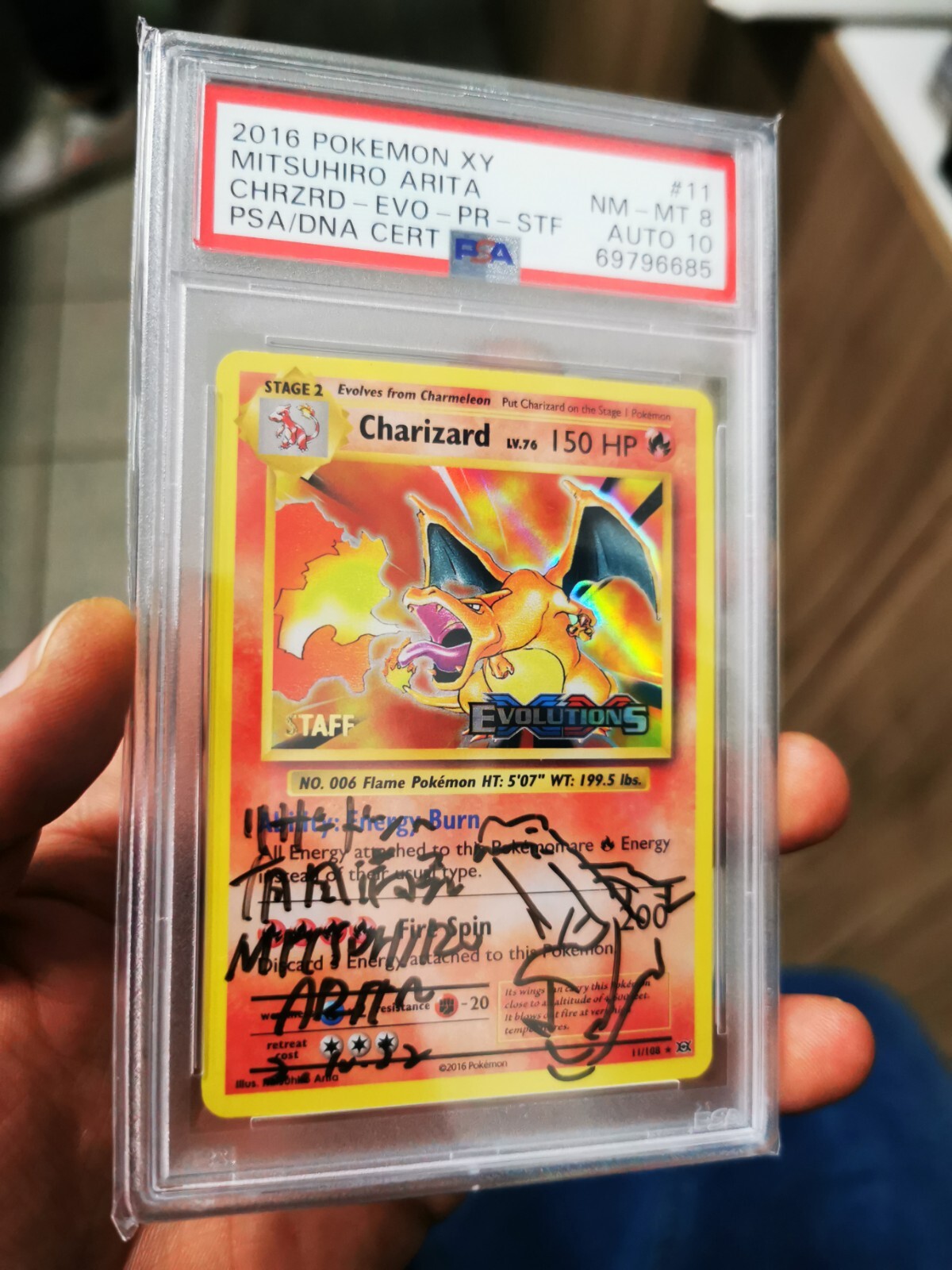 PSA Charizard Evolutions Prerelease Staff #11 Mitsuhiro Arita Sign ...