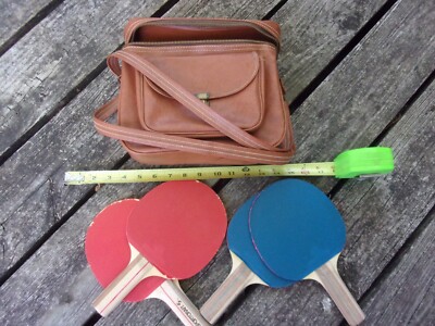 Vintage Hinson Waterloo, Iowa leather? tote bag, ping pong, preowned | eBay