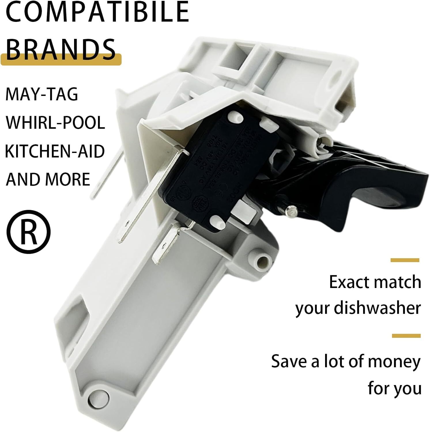 Dishwasher Door Latch & Handle Assembly for Whirlpool Maytag ...
