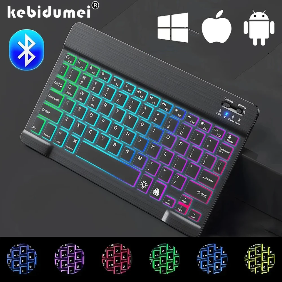 Bluetooth Keyboard Mini Backlit RGB Keyboard 10 Inch Wireless Keyboard ...