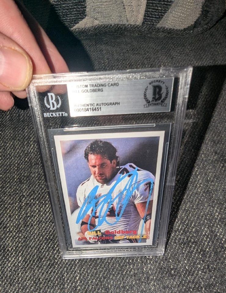 WCW BILL GOLDBERG SIGNED ATLANTA FALCONS ROOKIE CUSTOM CARD BECKETT ...