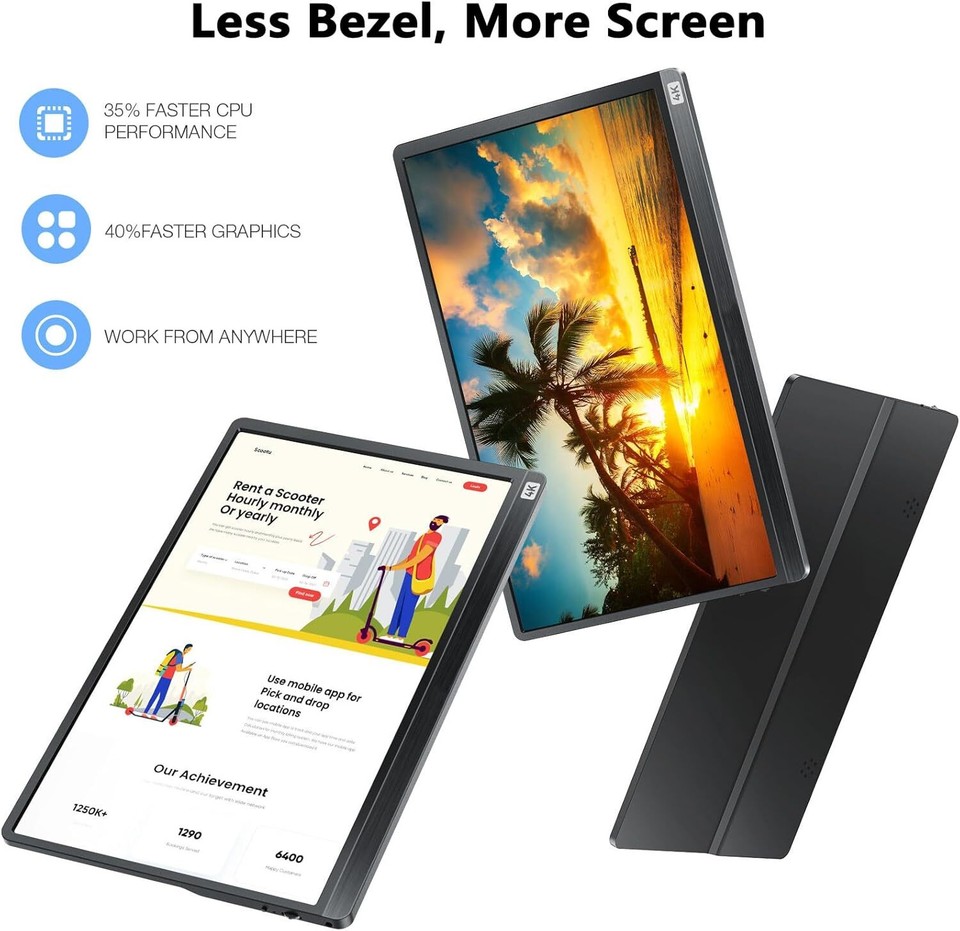 New Portable Monitor 15.6" 4K UHD IPS 3840x2160 USB C Portable Computer ...