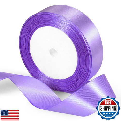 25 Yards Purple Satin Ribbon 1inch, Single Face Polyester Silk Fabric ...