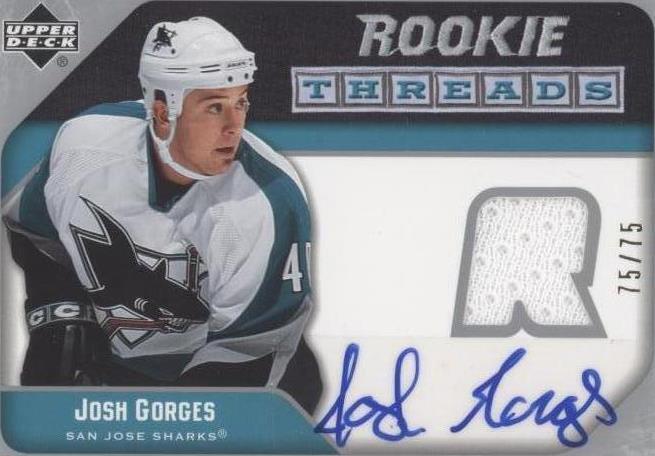 2005-06 Upper Deck - Rookie Threads Josh Gorges #ART-JG Autographs /75 ...