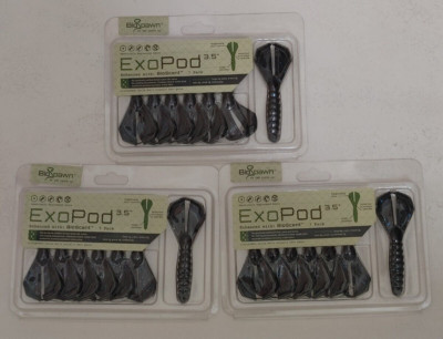 (3) Bio Spawn ExoPod 3.5" Bioscent Plastic Fishing Jig Lures Lot of 3 ...