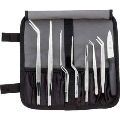 Mercer Culinary M35152 10-Piece Plating Tongs Set w/ Heavy Duty Storage ...