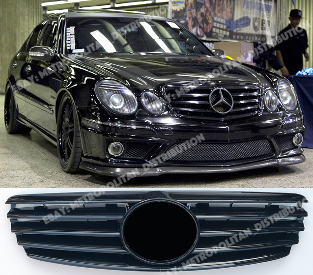 Mercedes E w211,2002-06 Grille,Gloss Black+Large Star:AMG look:E55;E63 ...