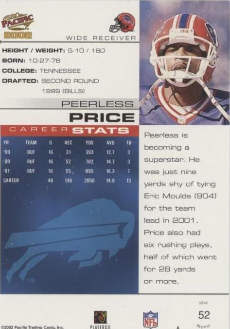 2002 Pacific Peerless Price #52 for sale | eBay