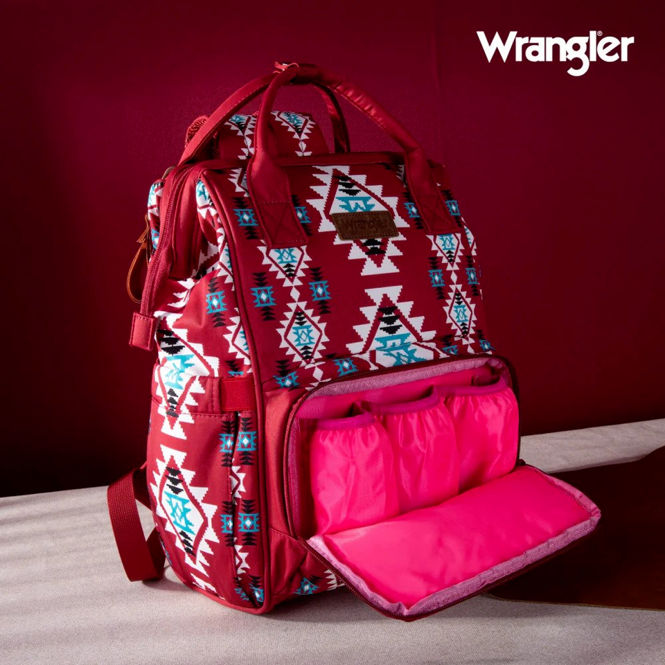 Wrangler Allover Aztec Multi-Function Printed Backpack Burgundy | eBay