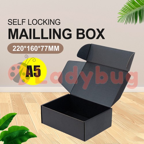 Premium Full Black A5 Mailing Box 220 x 160 x 77mm Deluxe Tuck Front ...