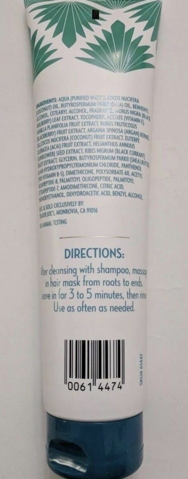 2 Pack Trader Joe's Shea Butter & Coconut Oil Hair Mask Mane Repair 5.1 ...