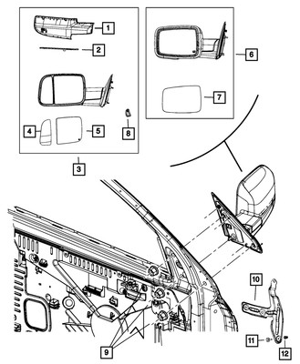 Genuine Mopar Outside Rear-View Mirror Right 68582412AA | eBay