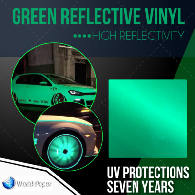 Reflective Vinyl Adhesive GREEN Cutter Sign Hight Reflectivity 24" x 10 ...