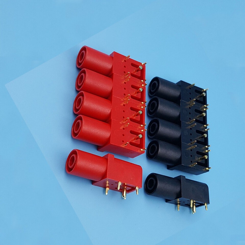 10Pcs 4mm Gold-Plated Female Banana Jack Right Angle PCB Mount Sockets ...