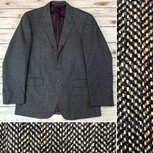 Odermark Men's 42 Gray Herringbone Wool Tweed Windowpane Blazer Jacket ...
