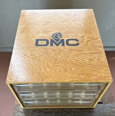 Vintage DMC Thread Floss Wooden Wood 3 Drawer Box Embroidery Storage W ...