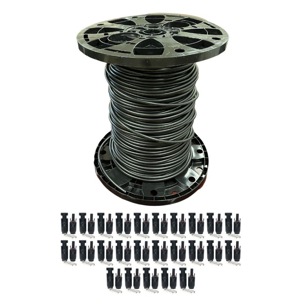 500 Foot Spool 8 Gauge 8 AWG Solar Panel PV Cable Wire Black Red Pure ...