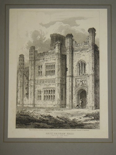 East Barsham Hall, Norfolk - Original 1808 Antiquarian Engraving/Print ...