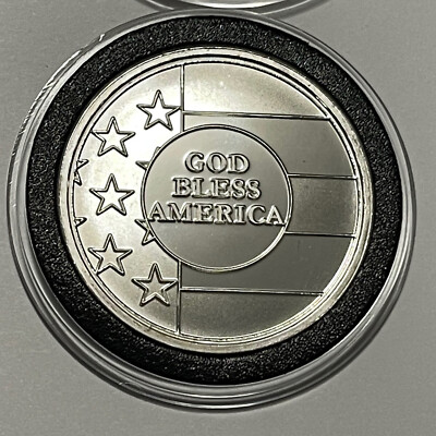 God Bless America Gift Present Art Coin 1 Troy Oz .999 Fine Silver ...