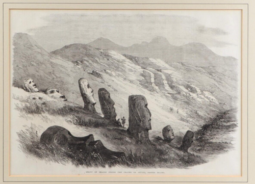 Rare Easter Island Moai Antique Print Otuiti Crater Published 1869 VGC ...