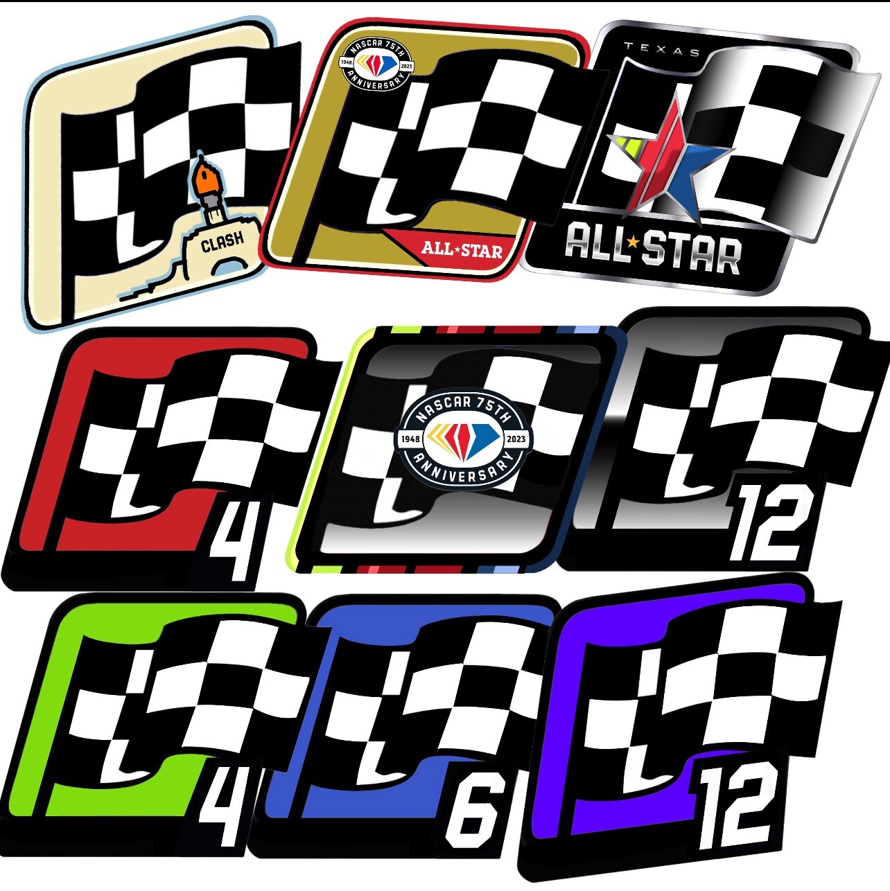 NASCAR 1:1 Custom Win Stickers 1/24 Diecast 75th All Star Clash Cup ...