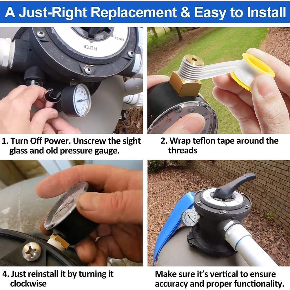 Pool Filter Pressure Gauge Replacement For 190058 Hayward Pentair S9I8 ...