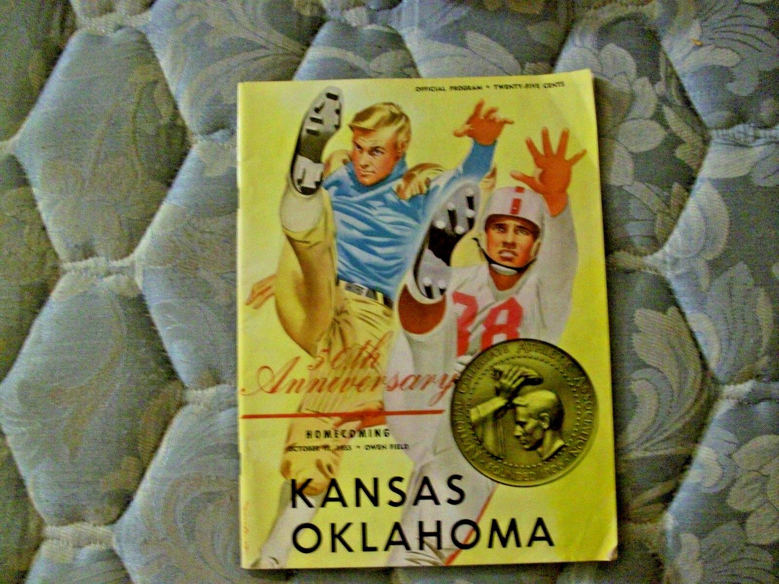 1955 OKLAHOMA SOONERS KANSAS JAYHAWKS PROGRAM Football OU NAT CHAMPS ...