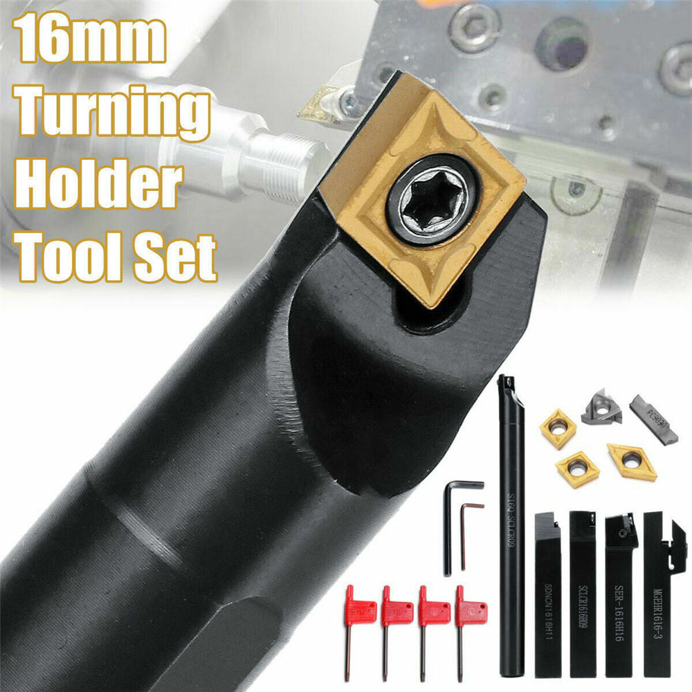 16mm Shank CNC Lathe Boring Bar Turning Tools Holders + Inserts ...