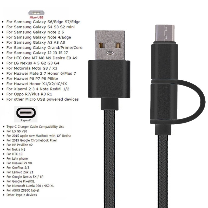 Type C & Micro USB 2 in 1 Cable for phone for Home Business Trip Cable ...