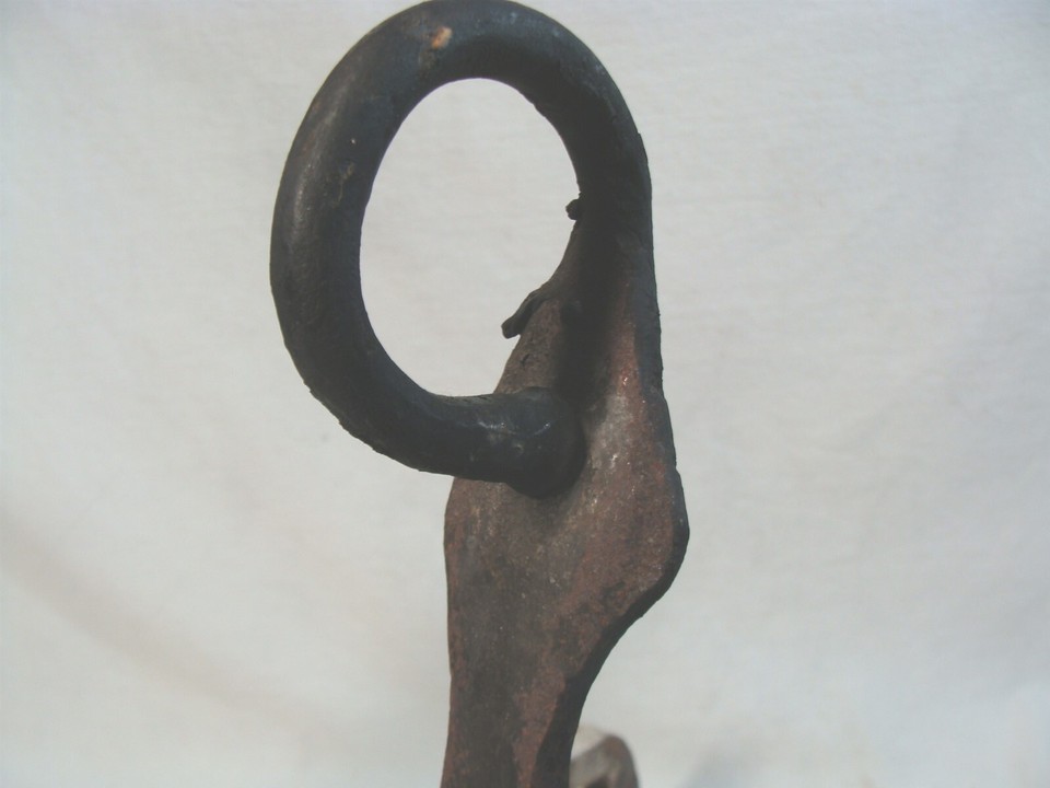 Antique Primitive 19C Forged Iron Ring Top Fireplace Andirons | eBay