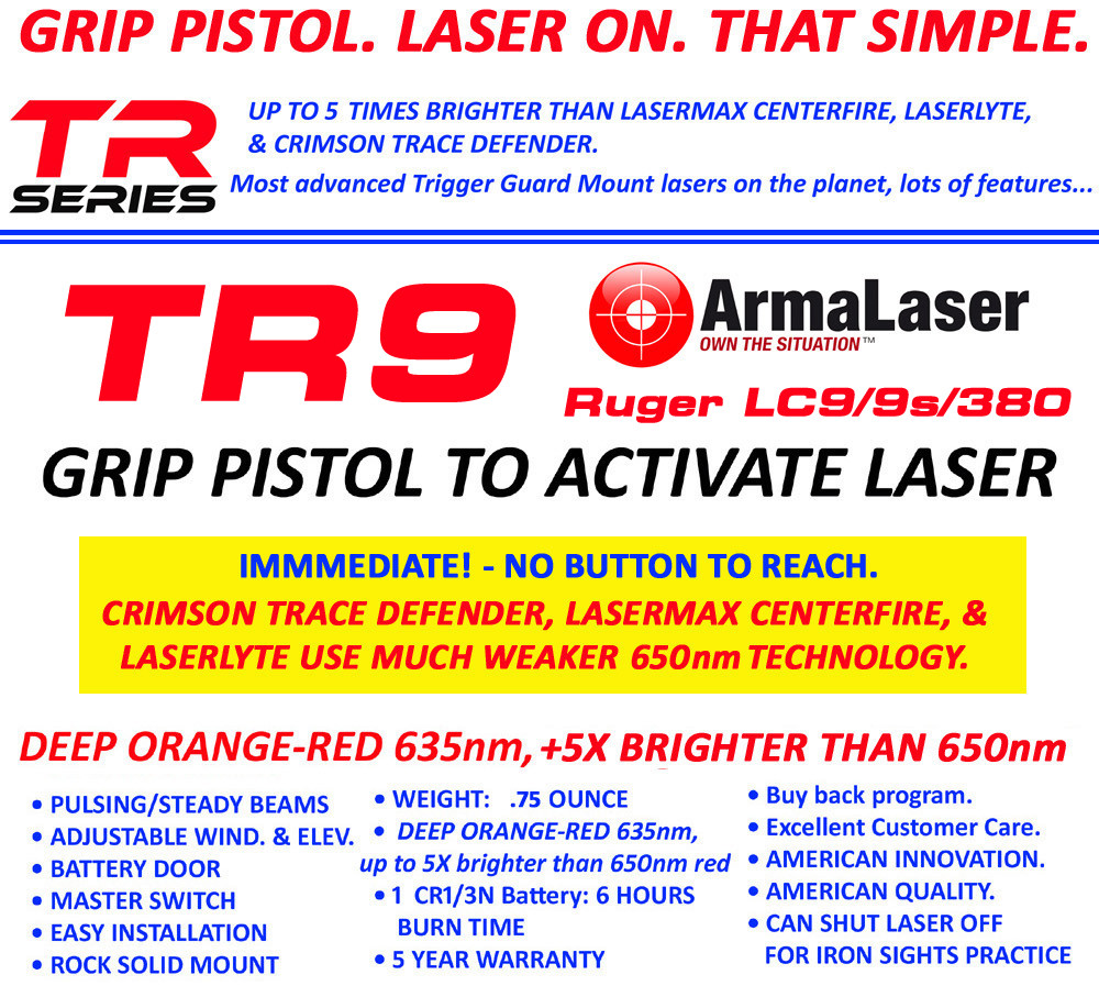 ArmaLaser TR9 / TR9S Red Laser Sight for Ruger LC9 LC9S LC380 EC9s w/ touch on | eBay
