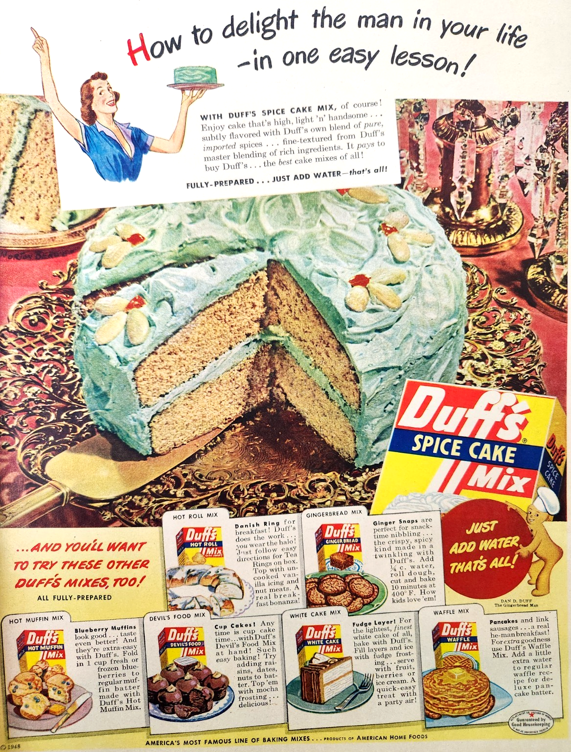 Duffs Spice Cake Mix Kitchen Decor Baking Vintage 1948 Ad Magazine ...