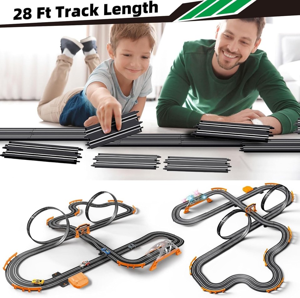 Slot Car Race Track Set Electric Powered Race Track Dual Racing Car ...