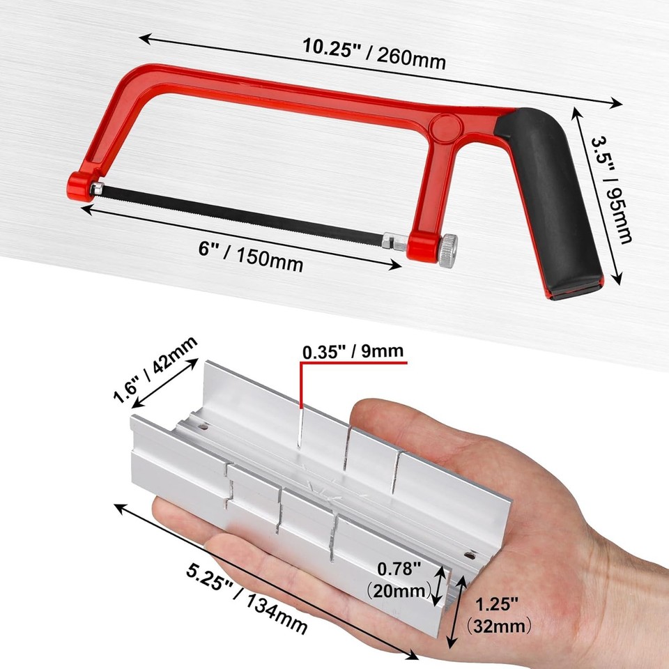 HAUTMEC Mini Hacksaw with Miter Box Set, 6" Hack Saw Small, Multicolor ...