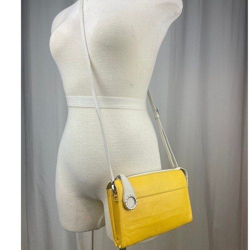 NWT BRIGHTON Gaudi Yellow Leather Clutch Crossbody Purse Dust Bag ...