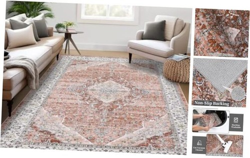 Washable Area Rugs 5x7 Rug for Living Room Oriental Vintage Rug Non 5 ...