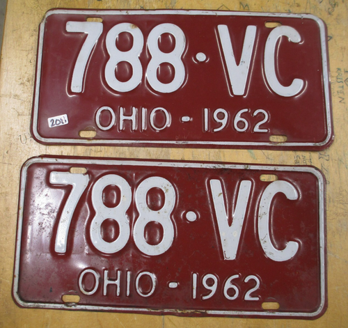 Vintage Ohio License Plate 1962 Pair #788 VC | eBay