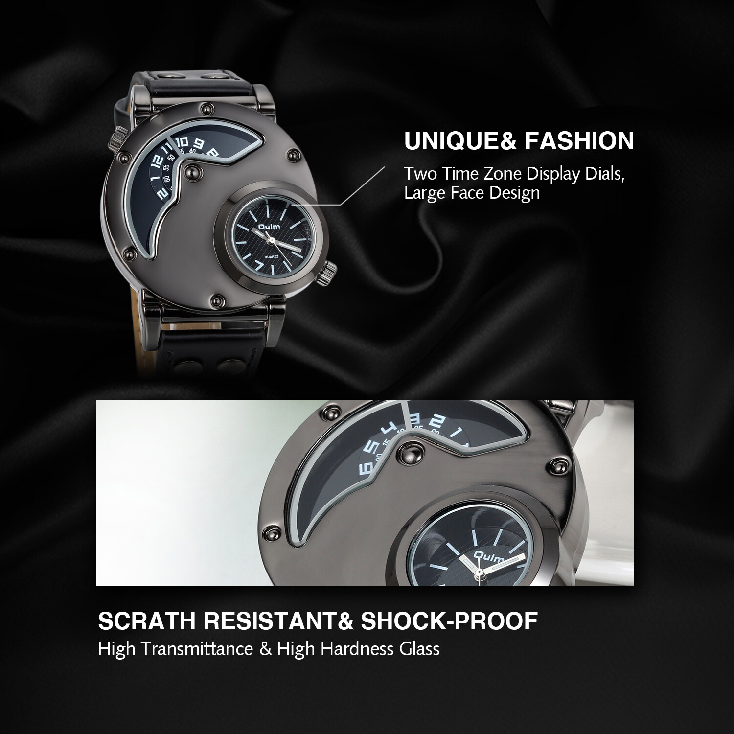 Men's Military Army Dual Time Dial Leather Band Analog Quartz Sport ...