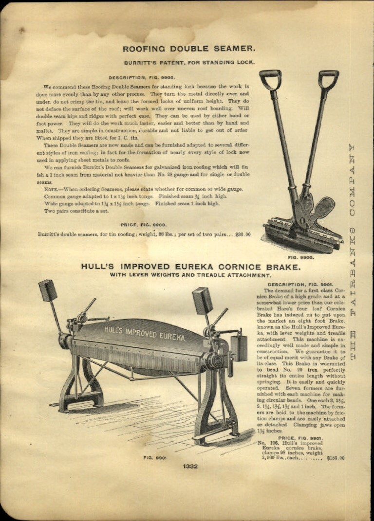 1906 PAPER AD Tinner Bench Shears Hand Pattern Snips Hull's Cornice ...