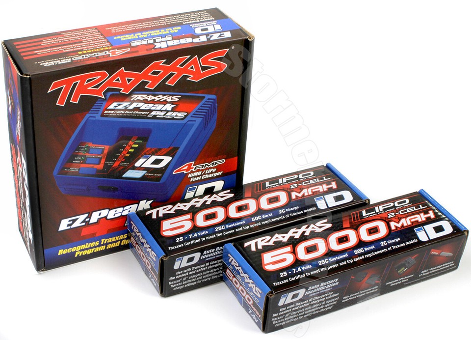 (2) Traxxas 5000mAh 7.4v 2-Cell 25C 2842x LiPo Batterys w/ EZ-Peak 2970 ...