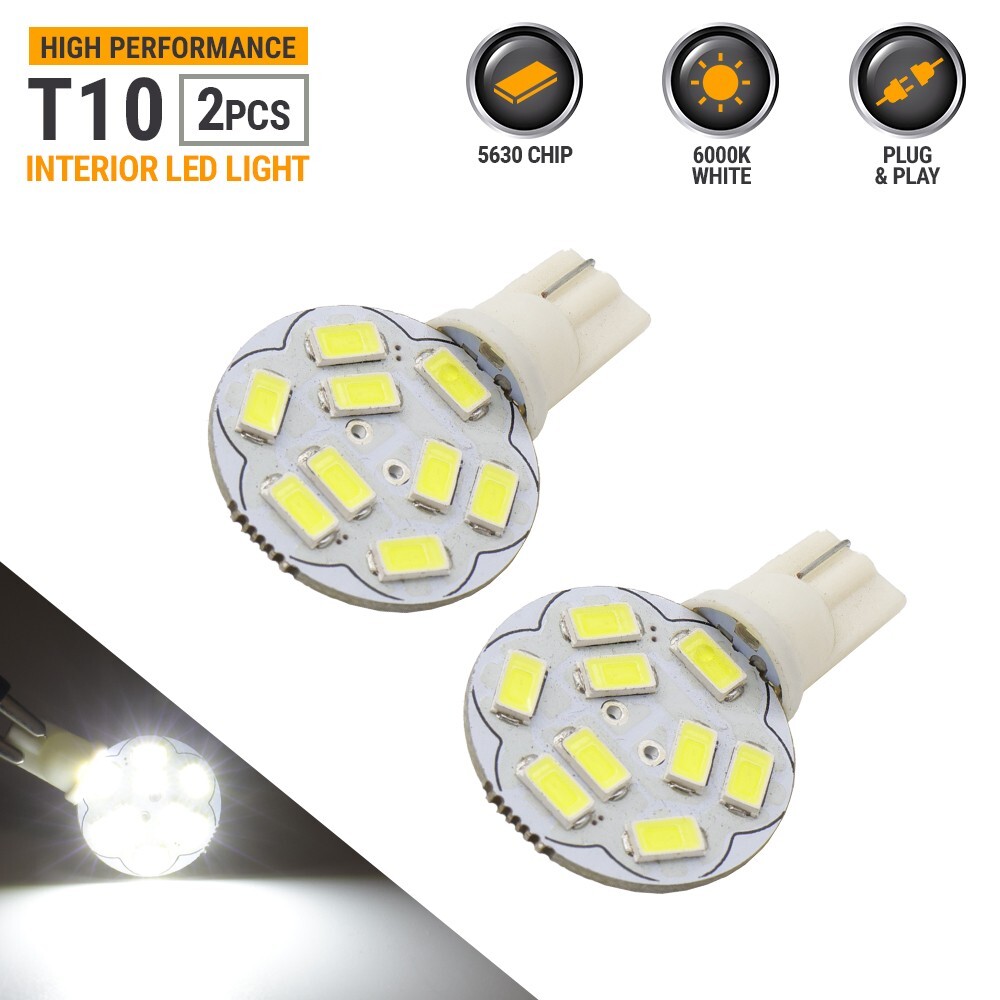 2x 6000K White Front Dome Interior Car T10 921 194 168 LED Bulbs | eBay