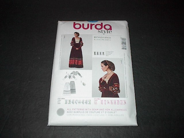 Burda Sewing Pattern 7171 Renaissance Medieval Costume 2pc Gown W Snood ...