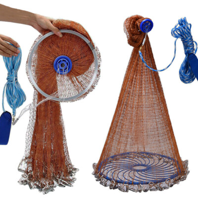 6/8/10/12/16/20FT Fishing Cast Net Bait Easy Throw Hand Cast Nylon Mesh ...