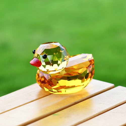 Yellow Crystal Duck Figurines Collectible Glass Animal Ornament Table ...